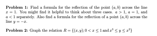 Solved Problem 1: Find a formula for the reflection of the | Chegg.com