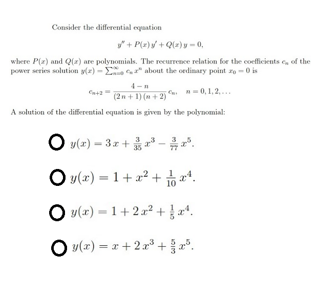 Solved Consider the differential equation y" + P(x) y +Q(x) | Chegg.com