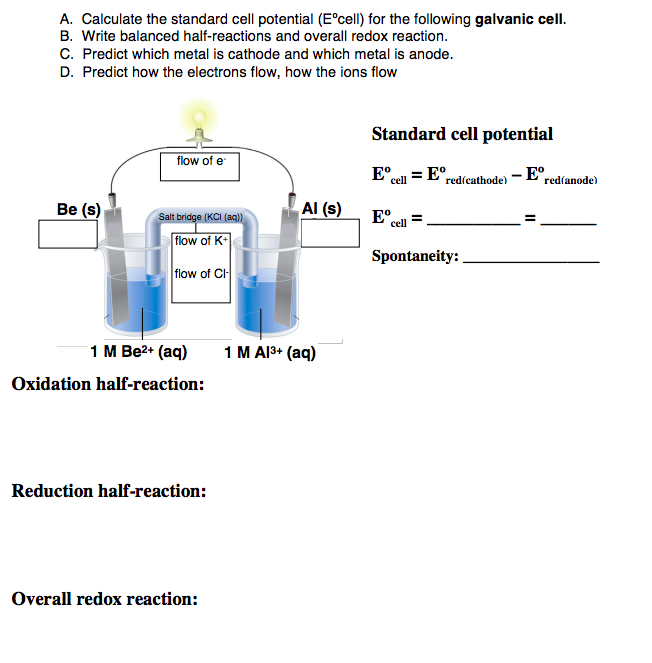 Solved A Calculate The Standard Cell Potential Eºcell For