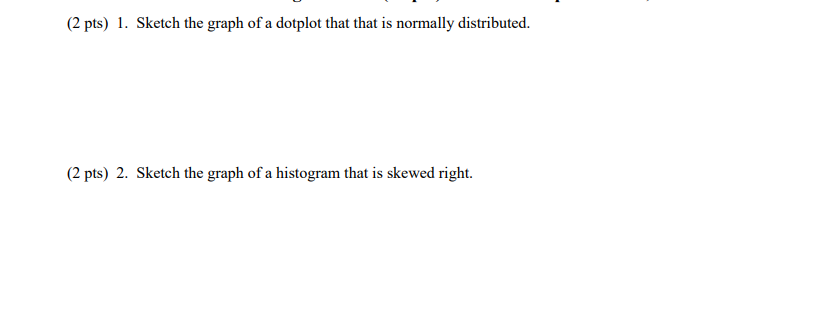 Solved (2 pts) 1. Sketch the graph of a dotplot that that is | Chegg.com Solved (2 pts) 1. Sketch the graph of a dotplot that that is | Chegg.com