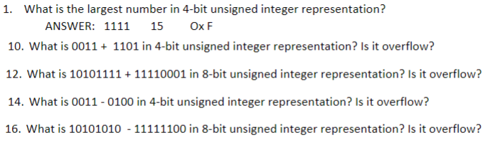Solved What is the largest number in 4-bit unsigned integer | Chegg.com