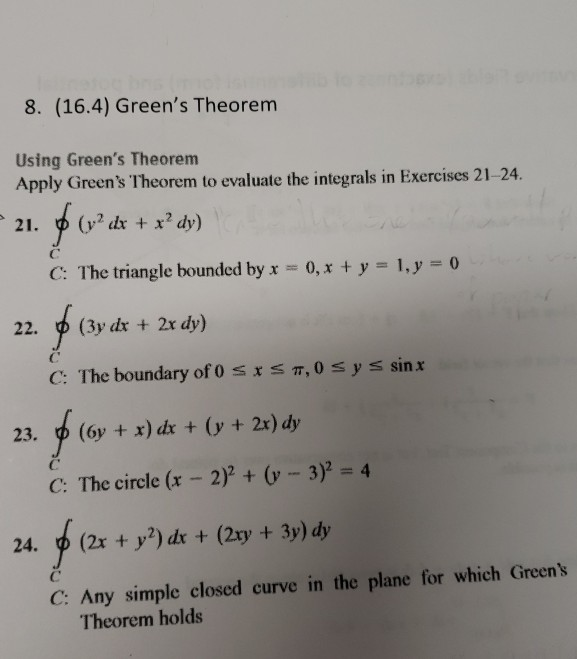 Solved 8. (16.4) Green's Theorem Using Green's Theorenm | Chegg.com