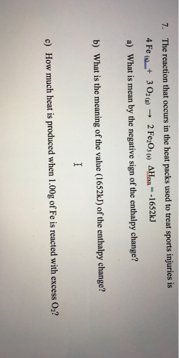 Solved The reaction that occurs in the heat packs used to | Chegg.com