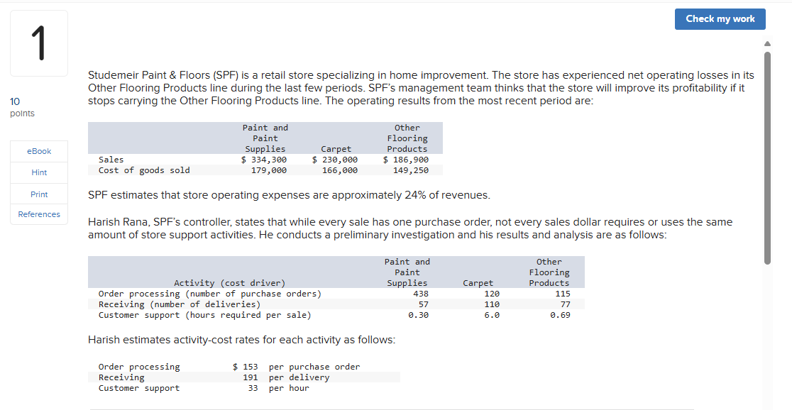 Solved Studemeir Paint & Floors (SPF) ﻿is a retail store | Chegg.com