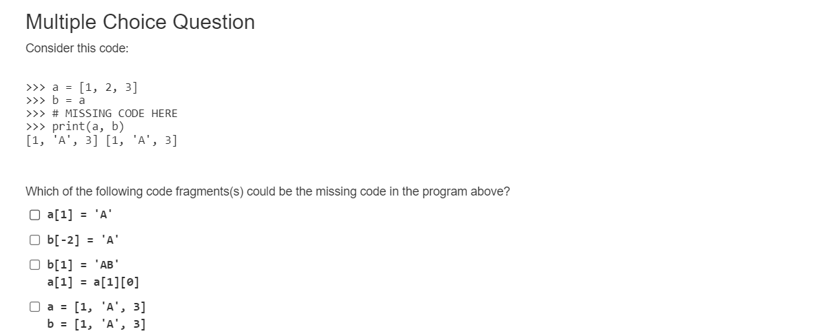 Solved Multiple Choice Question Consider this code: | Chegg.com