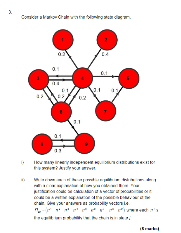 Solved 3. Consider a Markov Chain with the following state | Chegg.com