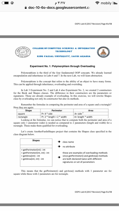 Solved 令mobily 11. a doc-10-6o-docs.googleusercontent.c OOP1 | Chegg.com