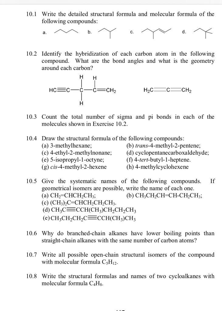 Solved 10.1 Write the detailed structural formula and | Chegg.com