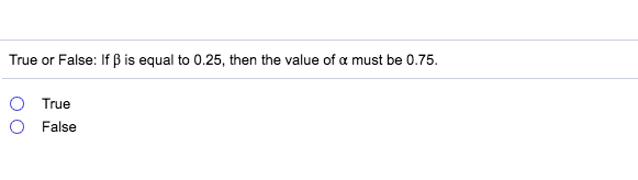 Solved True or False: If β is equal to 0.25, then the value | Chegg.com