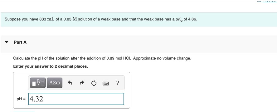 Solved What is the pH after adding 0.89 mol HCl? Please give | Chegg.com