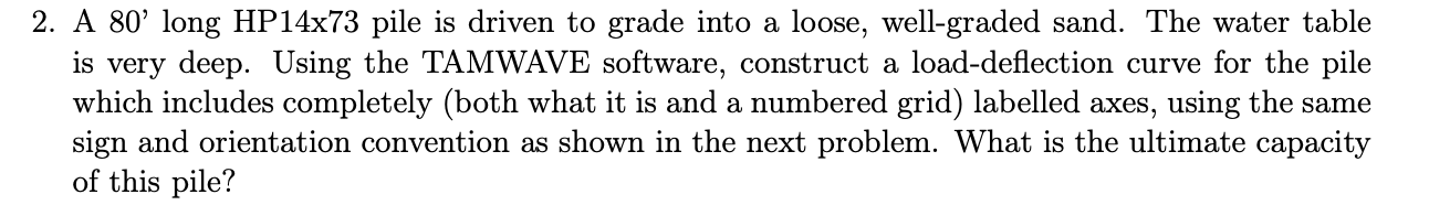 2. A 80' long HP14x73 pile is driven to grade into a | Chegg.com