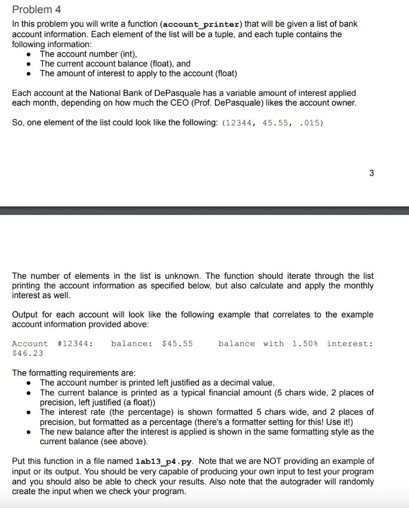 Solved Problem 4 In this problem you will write a function | Chegg.com