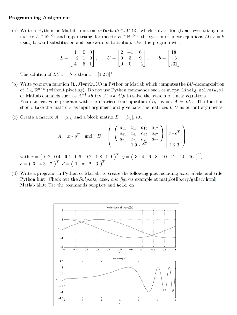Solved Programming Assignment A Write A Python Or Matlab 1347