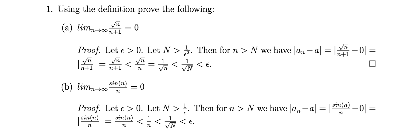 Solved 1. Using the definition prove the following: (a) | Chegg.com