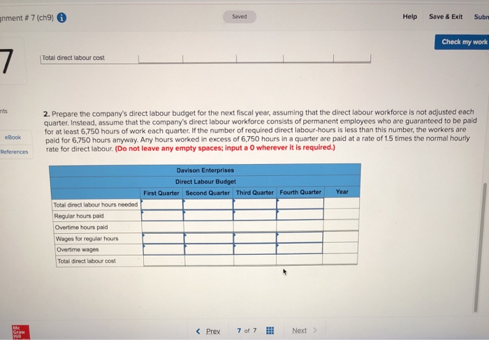 Solved ment # 7 (ch90 Saved Help Save & Exit Submit Check my | Chegg.com