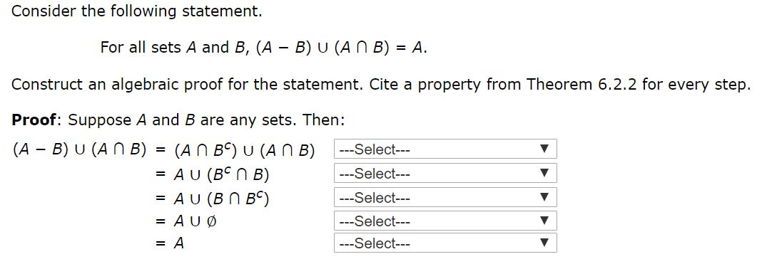 Solved Consider the following statement. For all sets A and | Chegg.com