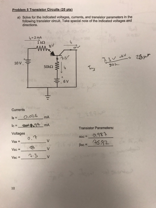 Solved Problem 5 Transistor Circuits (25 pts) a) Solve for | Chegg.com