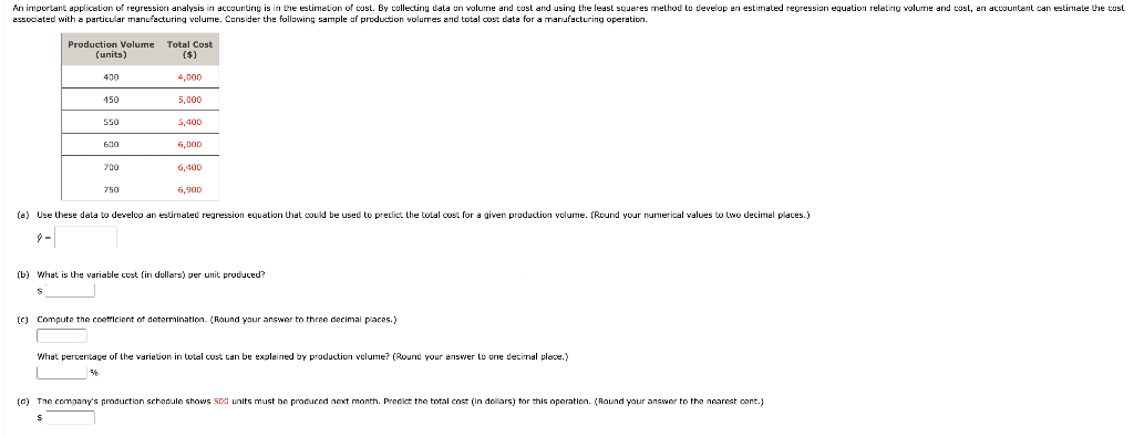 Solved associated with a particular manufacturinq volume. | Chegg.com