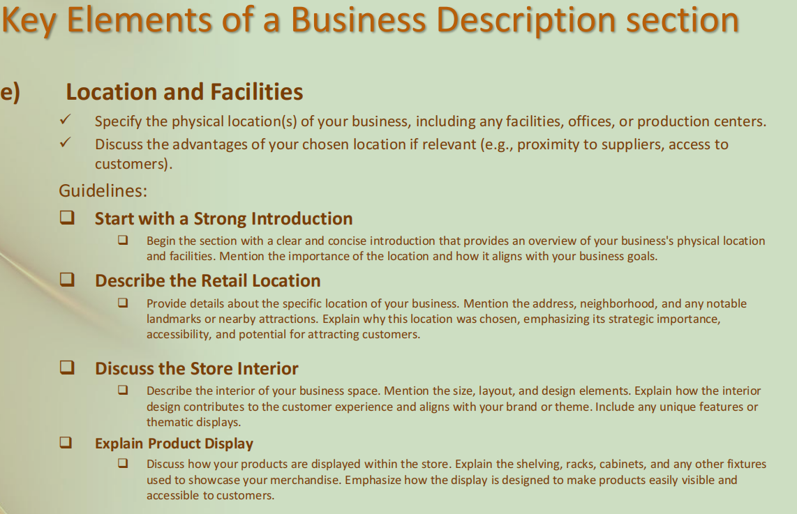 Instruction: Make a Location and Facilities based the | Chegg.com
