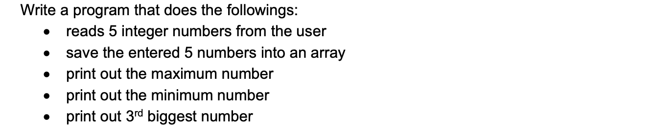 Solved . Write a program that does the followings: reads 5 | Chegg.com