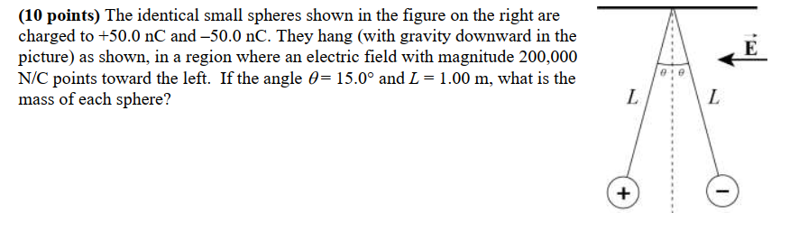 Solved E (10 points) The identical small spheres shown in | Chegg.com