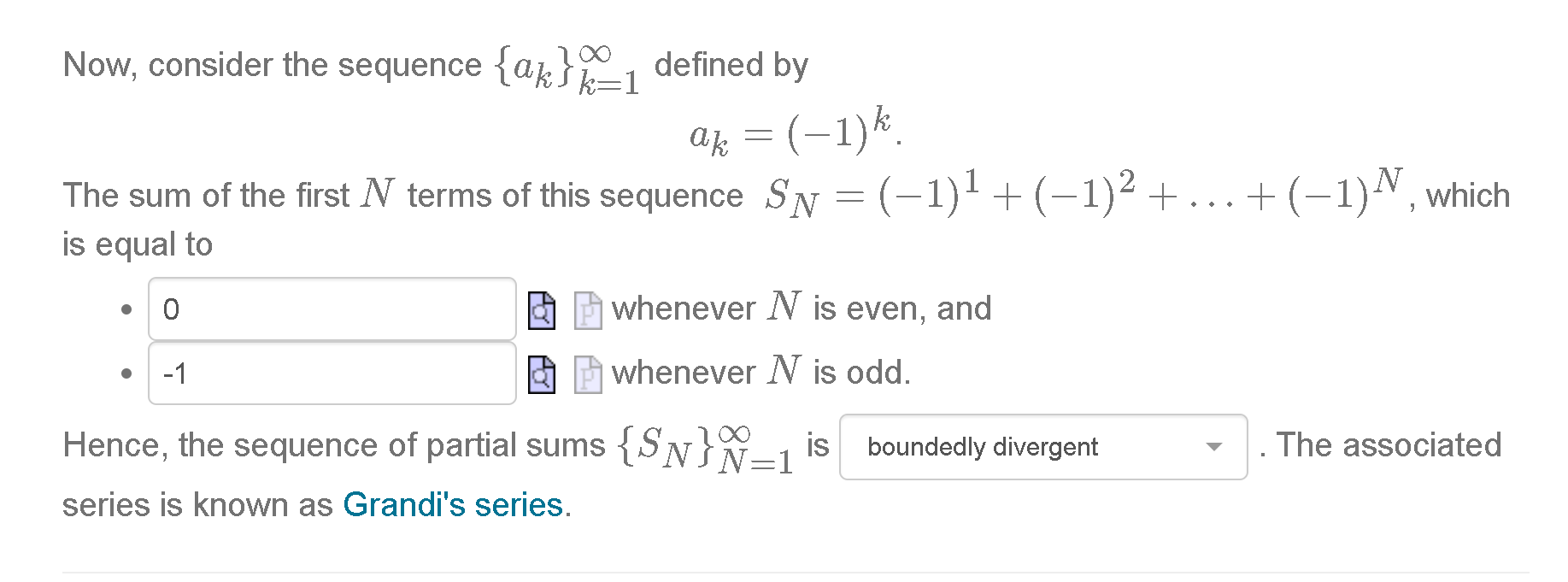 Solved Now, consider the sequence {ak}k=1∞ defined by | Chegg.com
