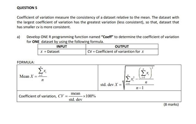 Solved Coefficient of variation measure the consistency of a | Chegg.com