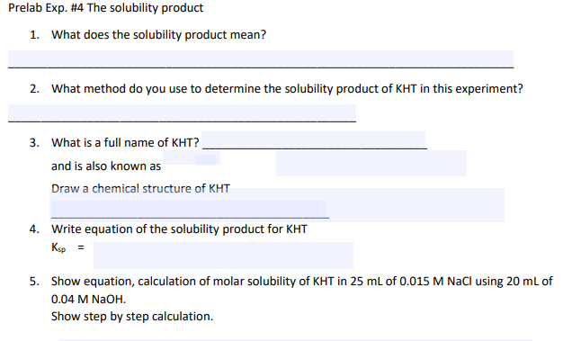 Solved Prelab Exp. #4 The solubility product 1. What does | Chegg.com