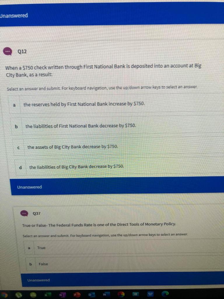 Solved Unanswered Q12 When a $750 check written through | Chegg.com