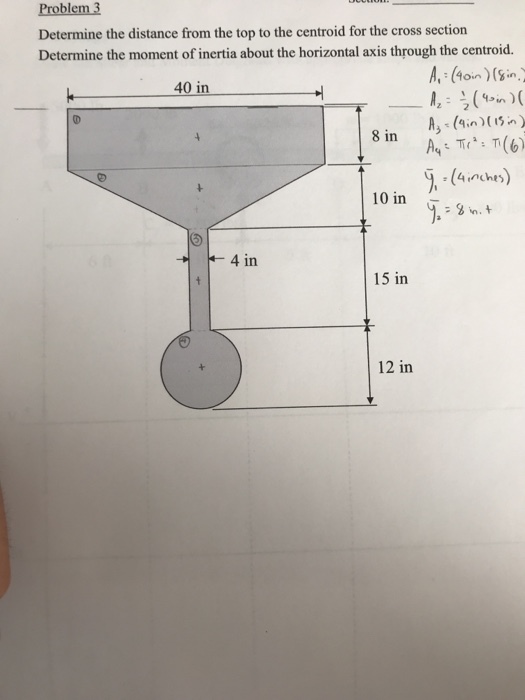 Solved Determine the distance from the top to the centroid | Chegg.com