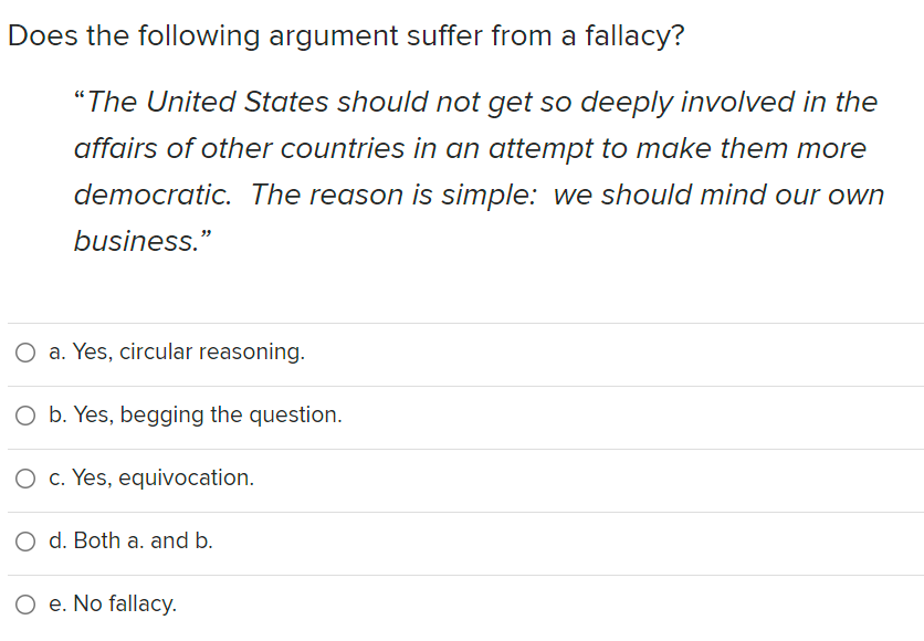 Solved Does the following argument suffer from a fallacy? | Chegg.com