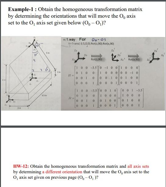 Solved Example-1 : Obtain the homogeneous transformation | Chegg.com