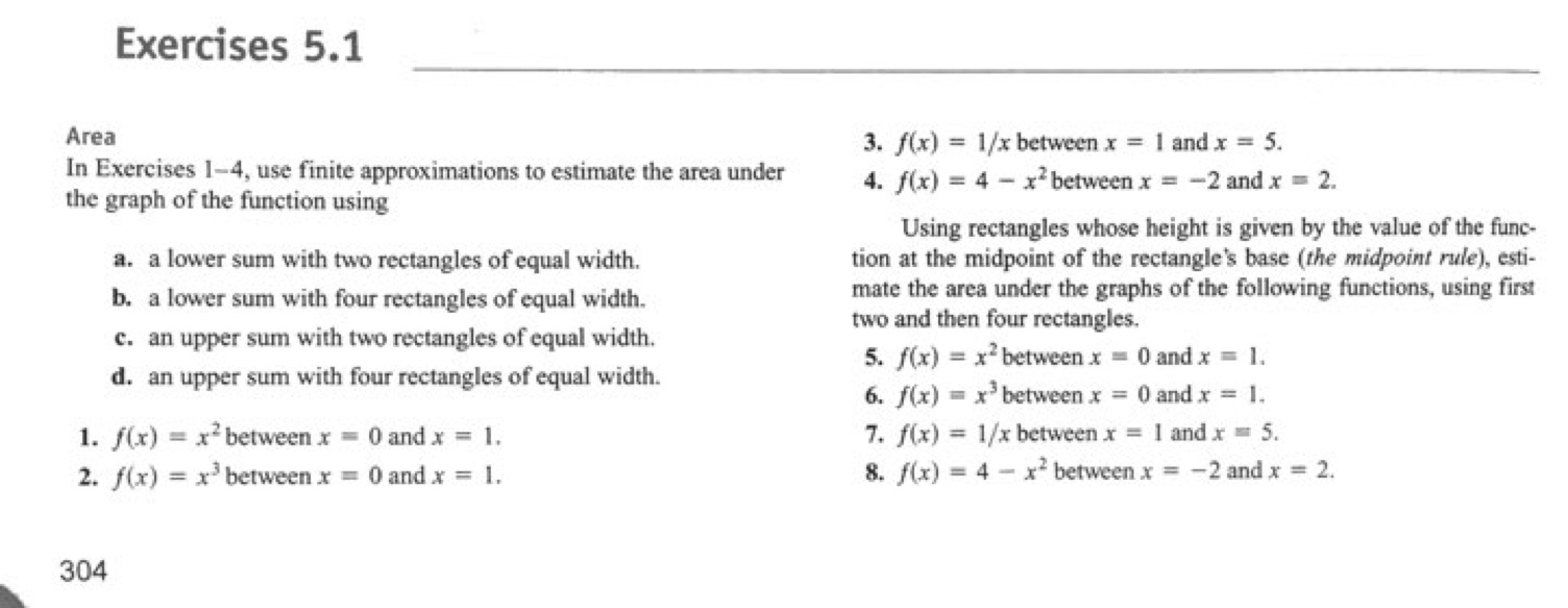 Solved Exercises 5.1 Area In Exercises 1-4. use finite | Chegg.com
