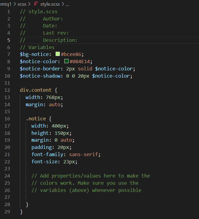 Solved Using your Sass skills, complete the code in | Chegg.com