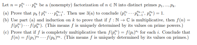 Solved Let n=p1a1⋯pkak be a (nonempty) factorization of n∈N | Chegg.com