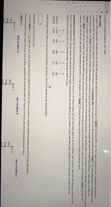Solved NPV. The point at which 2 projects' profiles cross | Chegg.com