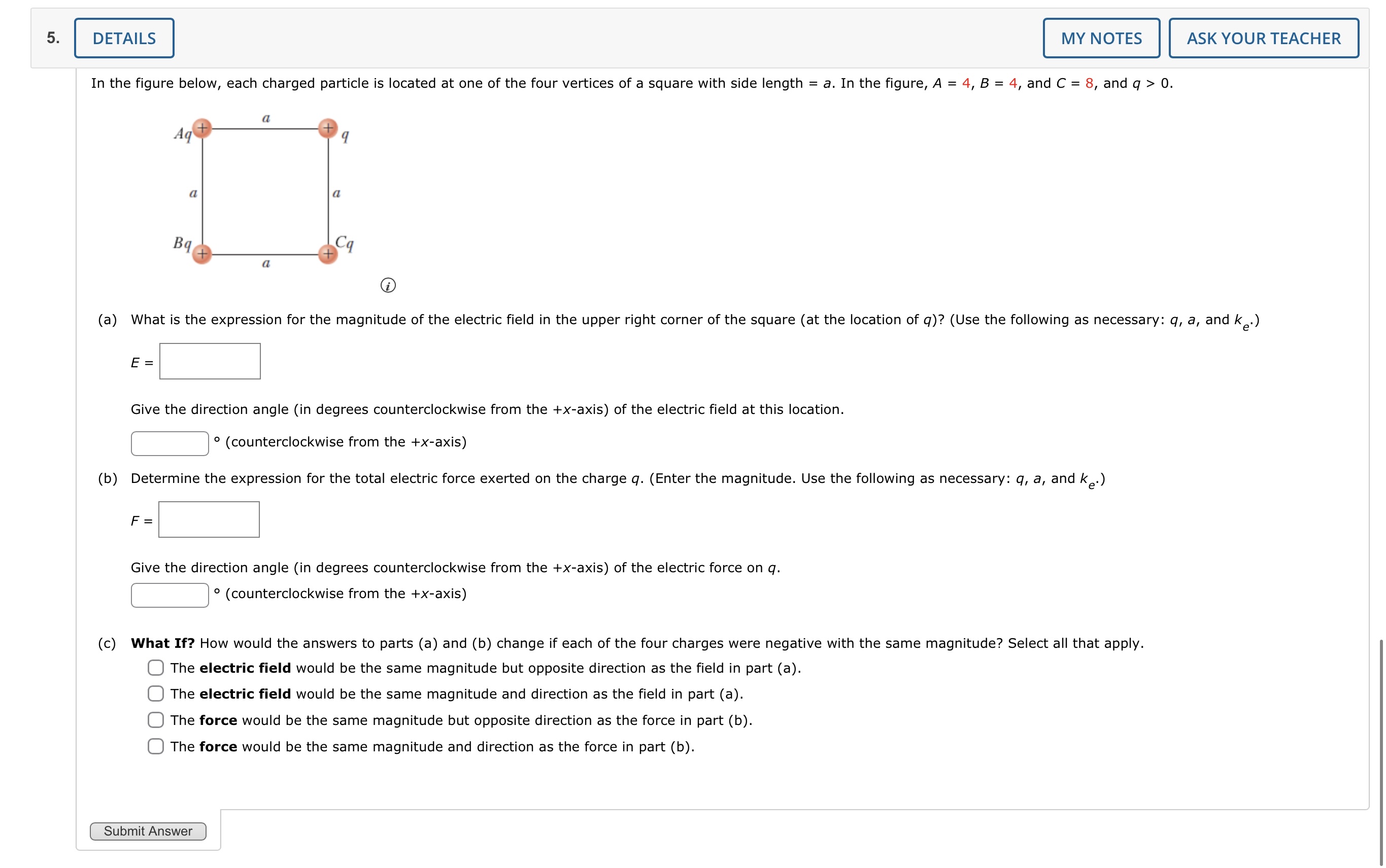 Solved In the figure below, each charged particle is located | Chegg.com