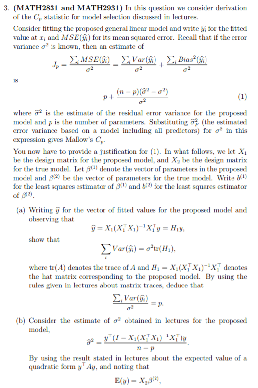 3. (MATH2831 and MATH2931) In this question we | Chegg.com