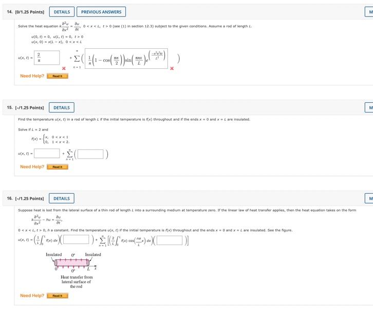 Solved Solve the heat equation k∂x2∂2u=∂t∂u,0 | Chegg.com