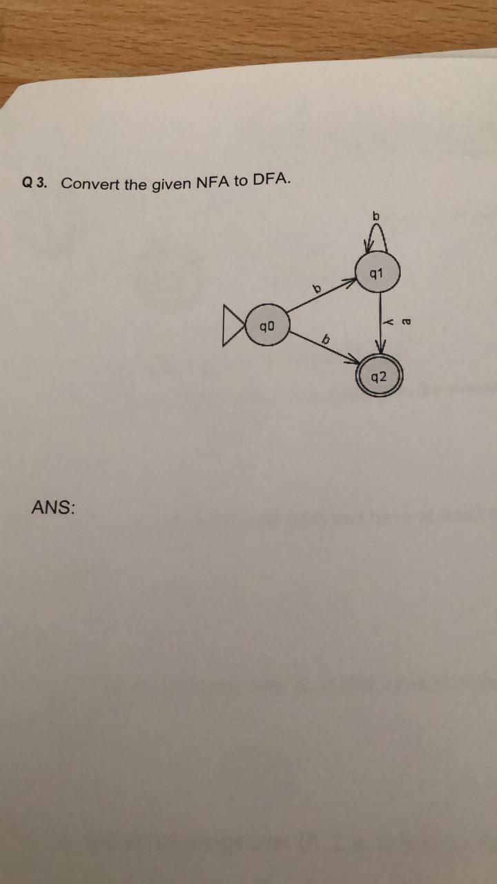 Solved Q3. Convert the given NFA to DFA. 91