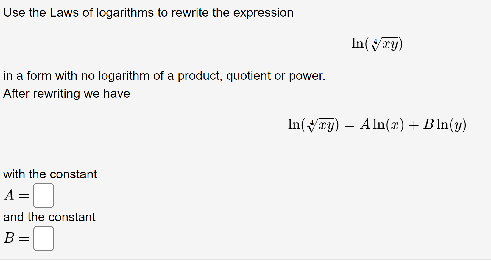 Solved Use the Laws of logarithms to rewrite the | Chegg.com