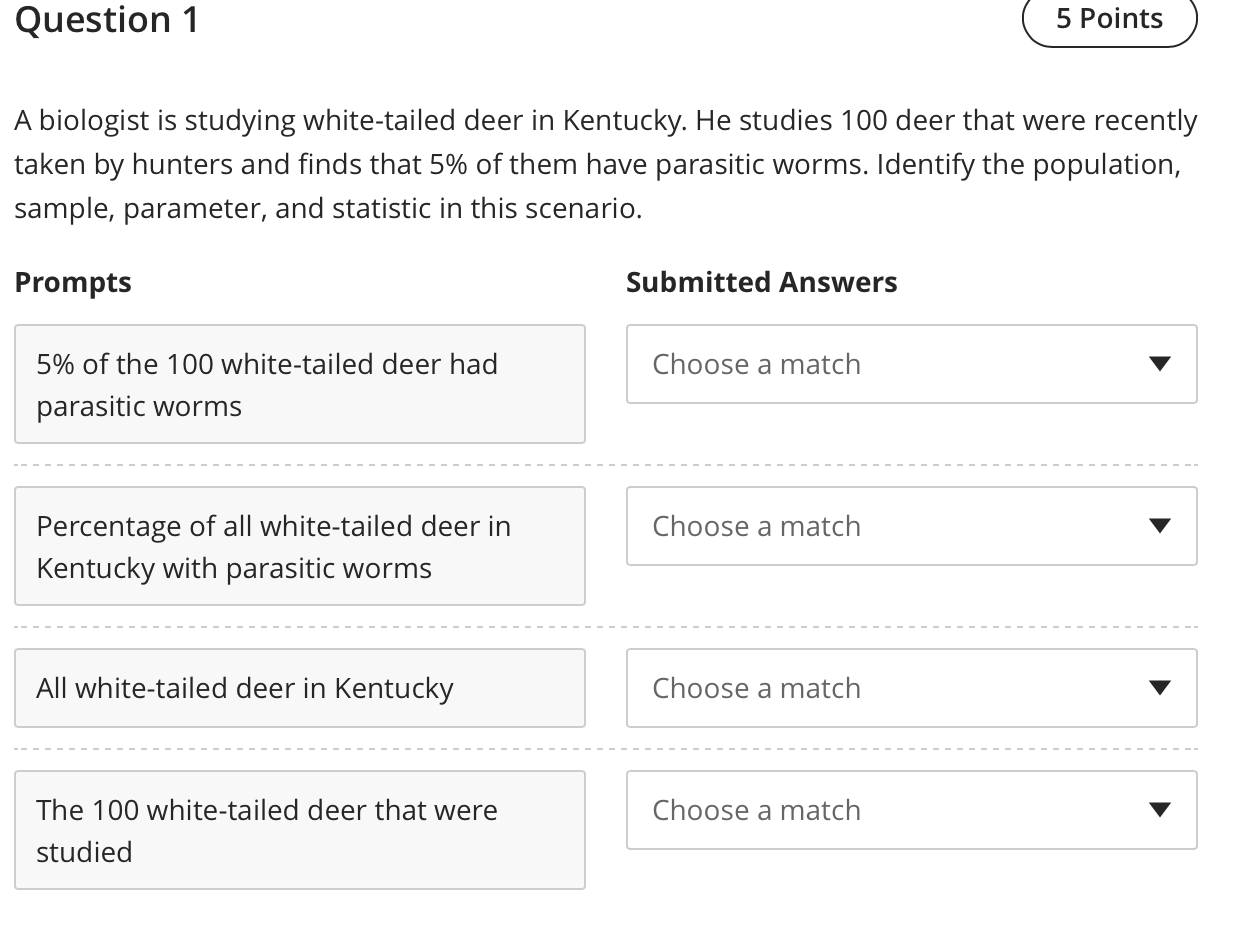 Solved Question 1 5 Points A biologist is studying | Chegg.com
