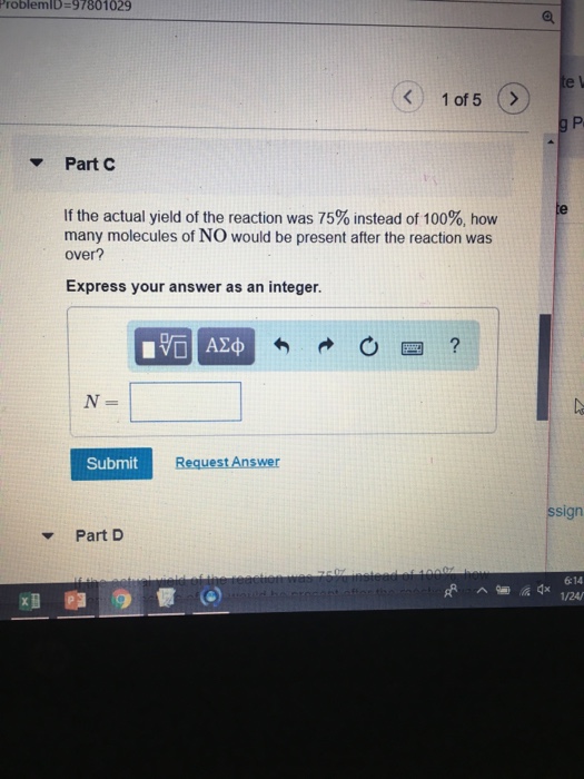 Solved 1 of5 Problem 3.8 Nitrogen monoxide and oxygen react | Chegg.com