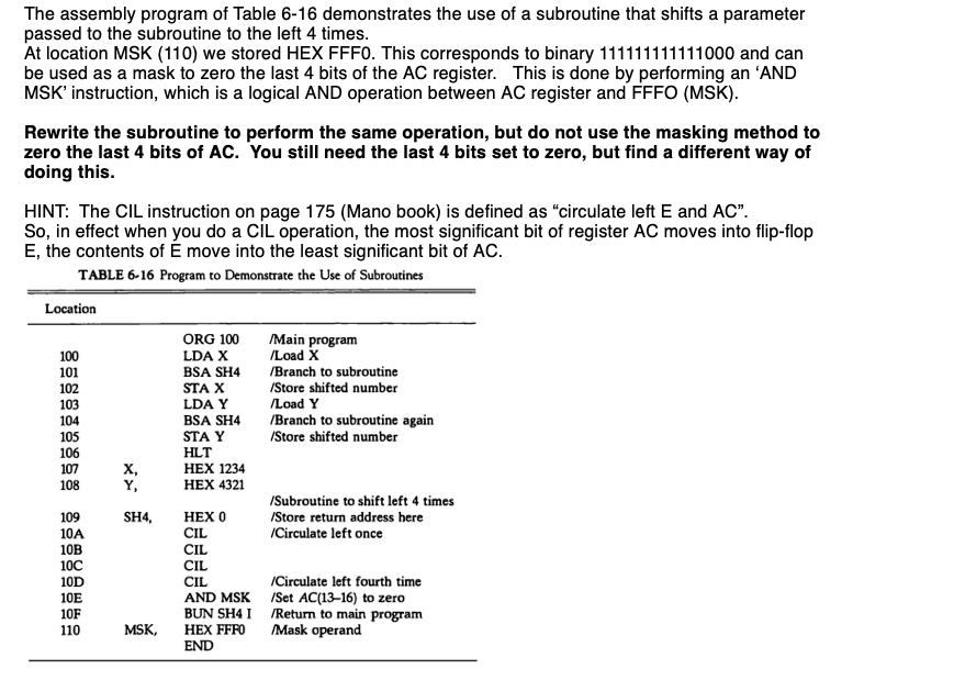 The assembly program of Table 6-16 demonstrates the | Chegg.com