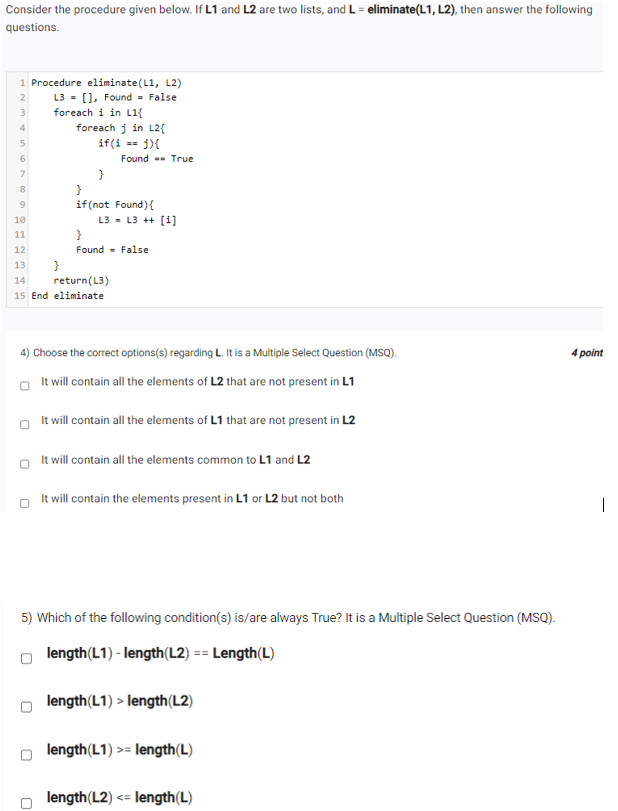 Solved Consider the procedure given below. If L1 and L2 are | Chegg.com