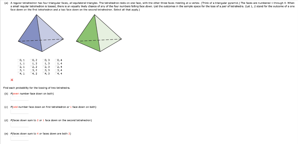 Solved (a) A regular tetrahedron has four triangular faces, | Chegg.com
