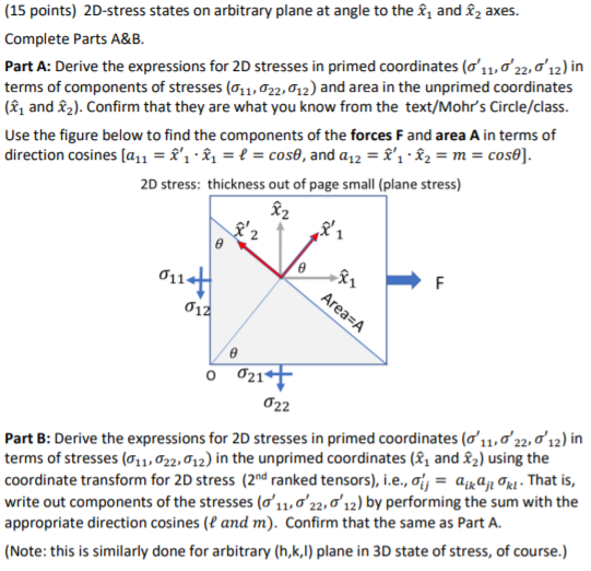 Solved (15 points) 2D-stress states on arbitrary plane at | Chegg.com
