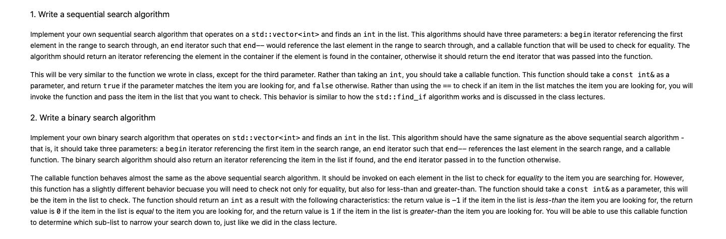 1. Write a sequential search algorithm Implement your | Chegg.com