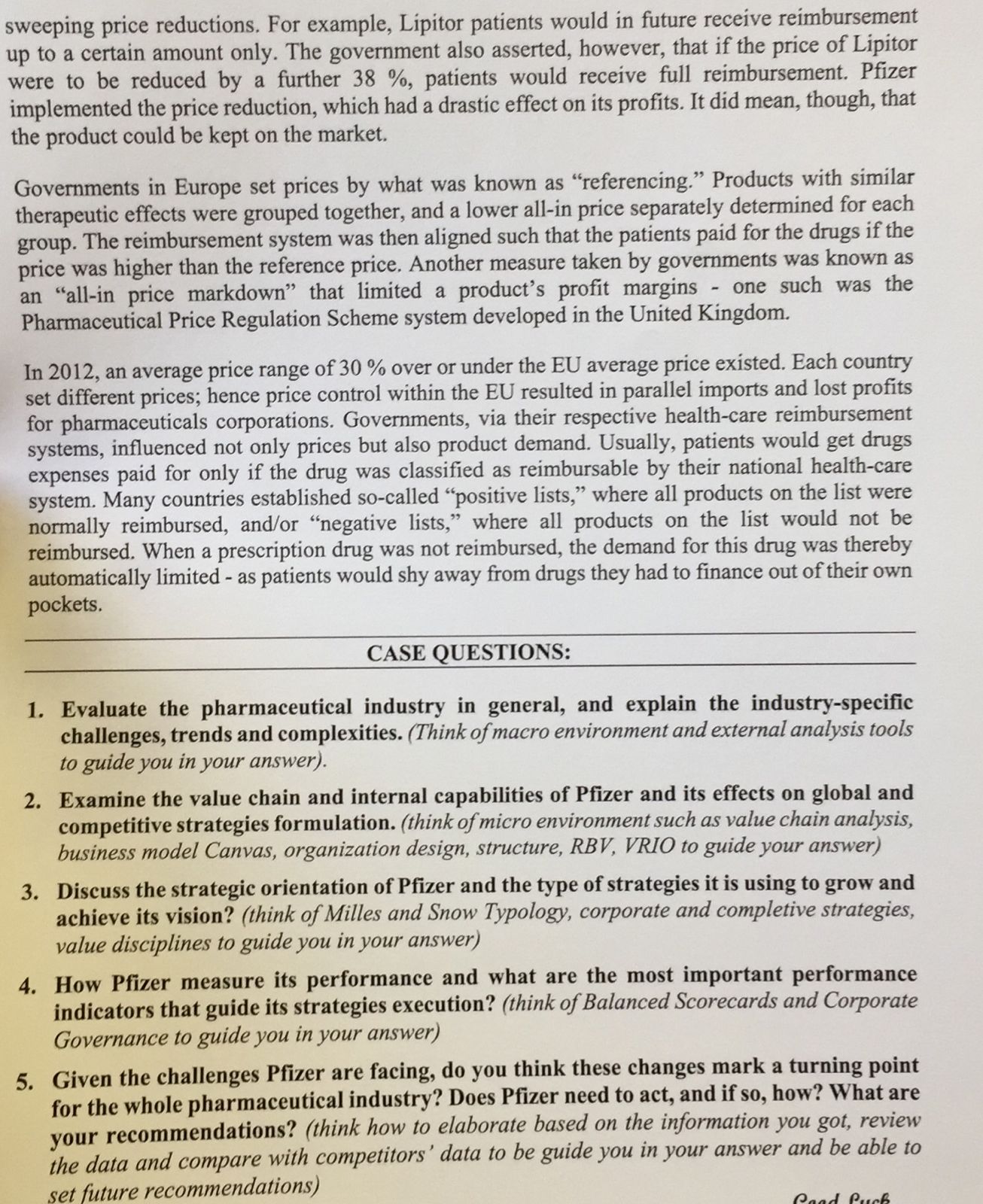 Solved Introduction Pfizer chief executive officer (CEO), | Chegg.com