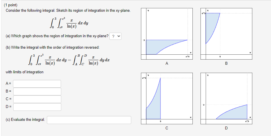 Solved (1 point) Consider the following integral. Sketch its | Chegg.com
